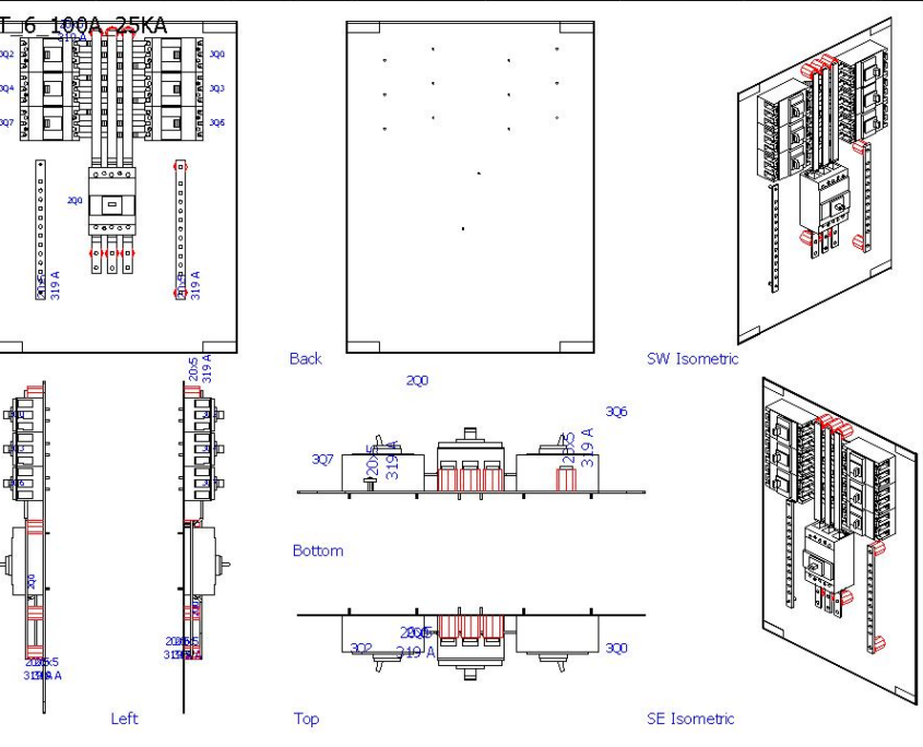 Typical ABB SMDB Panel Incomer up to 250A 36KA Adjustable outgoing 6x ...