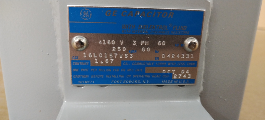 16L0157WS3 GE Power Factor Correction Capacitors 4160V 3Phase 250KVAr ...