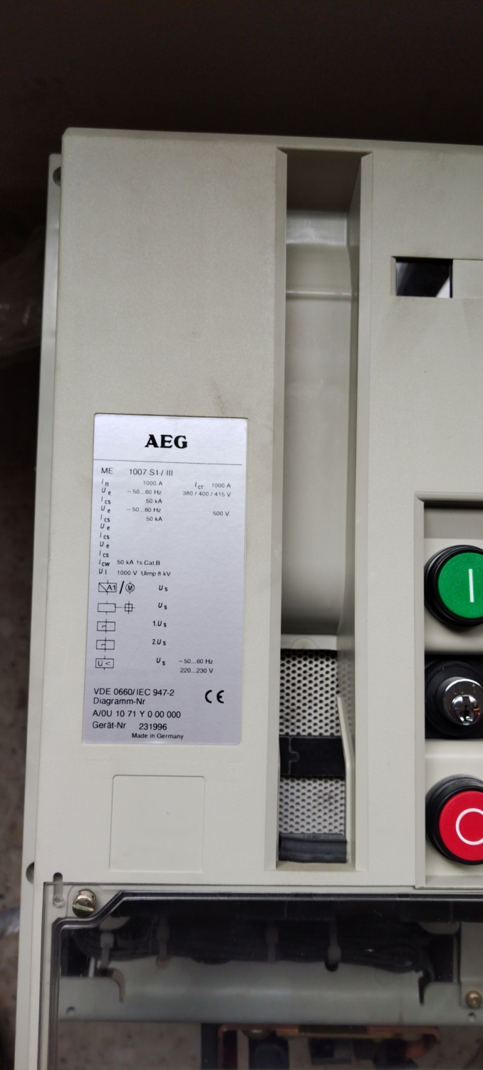 ME1007S1/III AEG ME07 1000A 3-pole 50kA Air Circuit Breaker (ONLY FOR ...