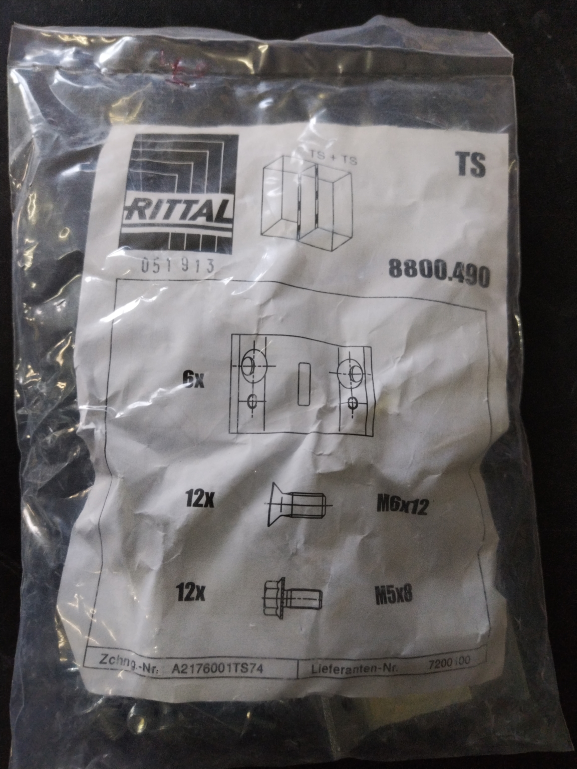 TS8800.490 RITTAL 6pcs TS Baying connector, external, for TS/TS ...