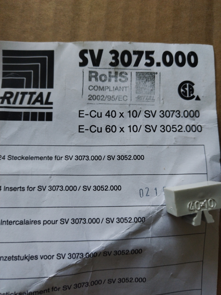 SV3075.000 RITTAL SV Insert, for busbar support, SV 3073000 (E-Cu 40×10 ...