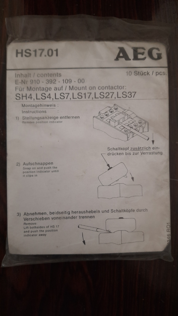 910-392-109 10pcs AEG HS17.01 1NC Auxiliary Contact - Panels and Parts ...