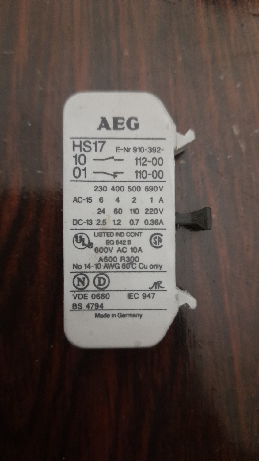 910-392-110 AEG HS17 1NC Auxiliary Contact - Panels and Parts Shopping