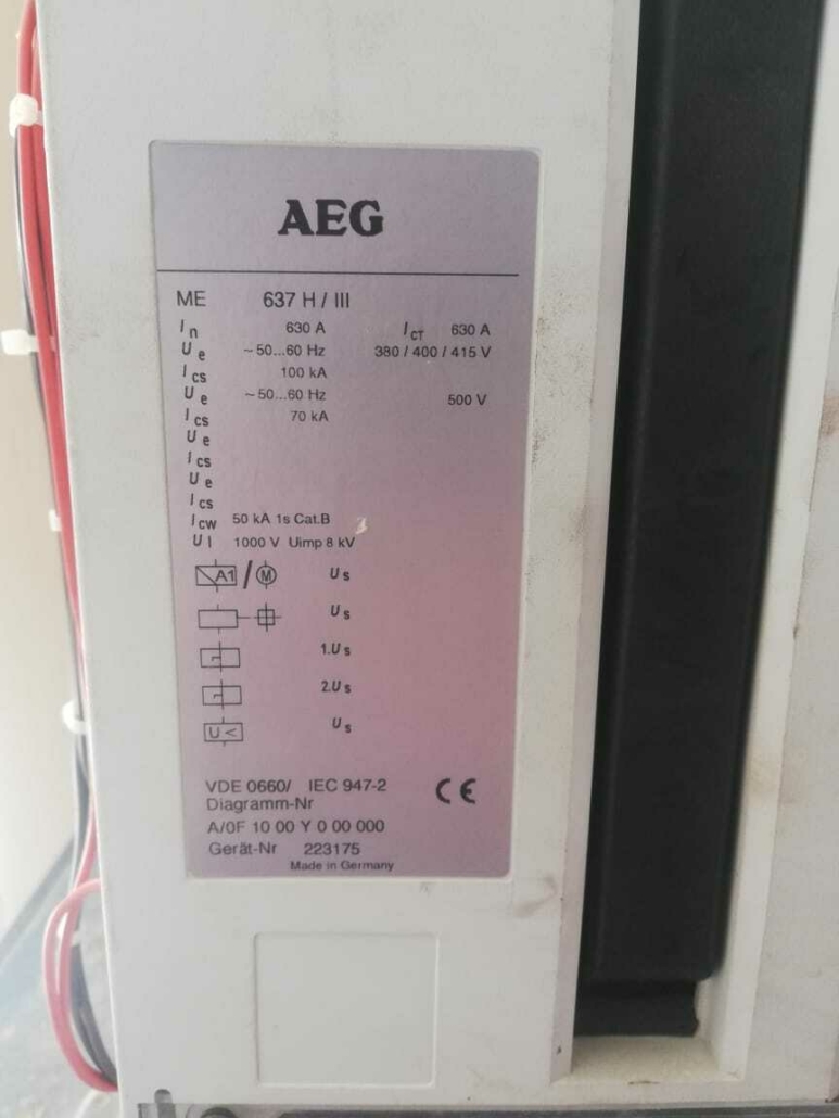 ME 637 H/III AEG ME07 Air Circuit Breaker 630A 3 Pole 100kA - Panels and Parts Shopping