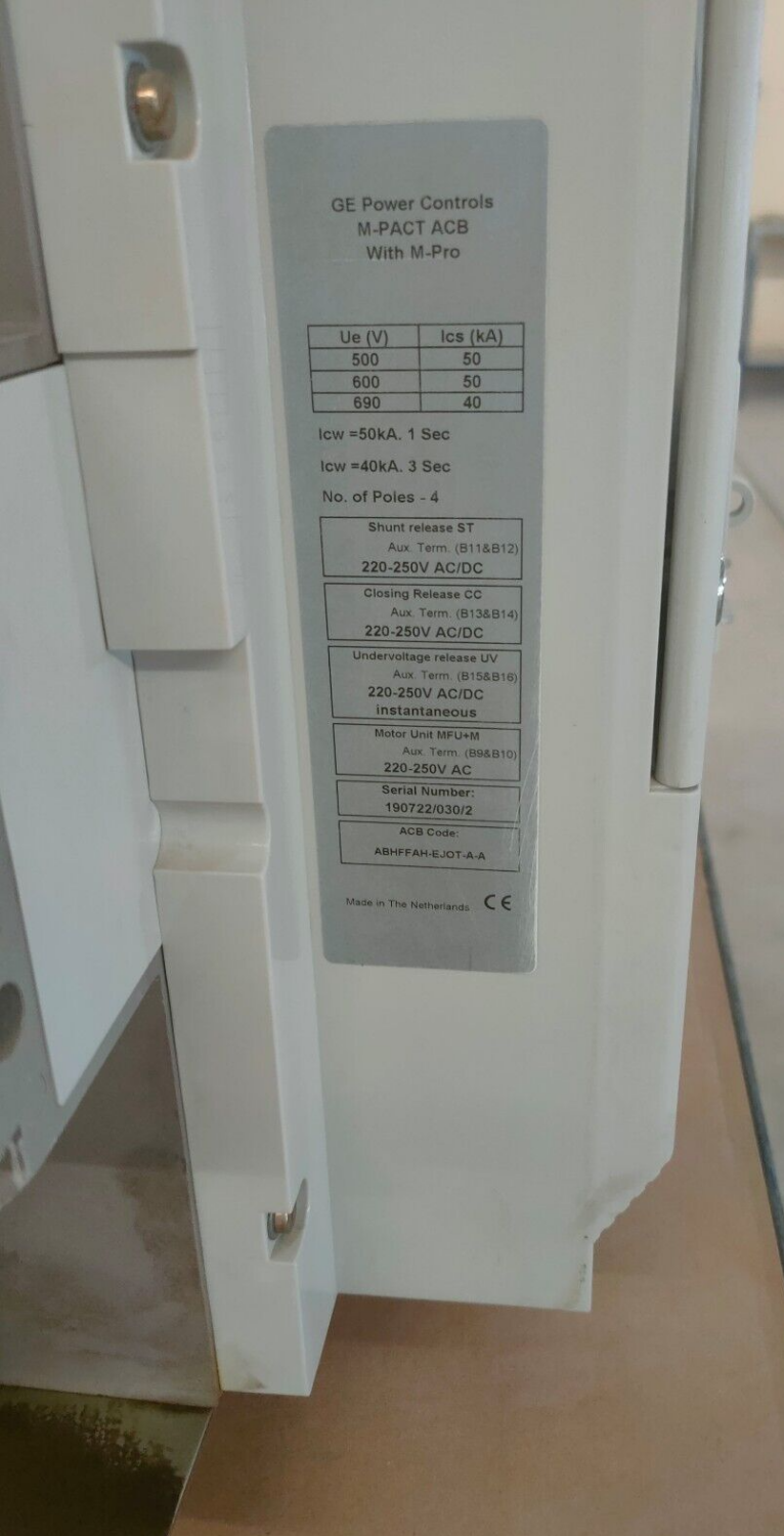 M-PACT GE 2000A 4P 50KA with (ST,CC,UV,Motor) 220-250V Air Circuit ...