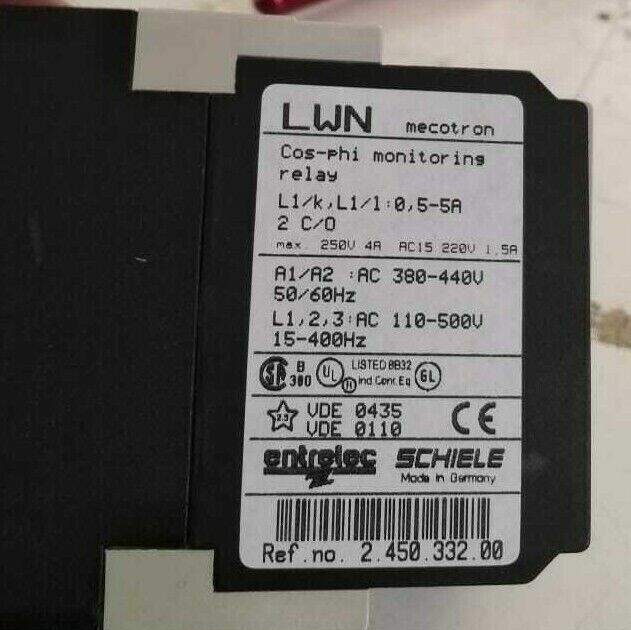 LWN SCHIELE Mecotron Cos-Phi Monitoring Relay 2c/o 2.450.332.00 ...