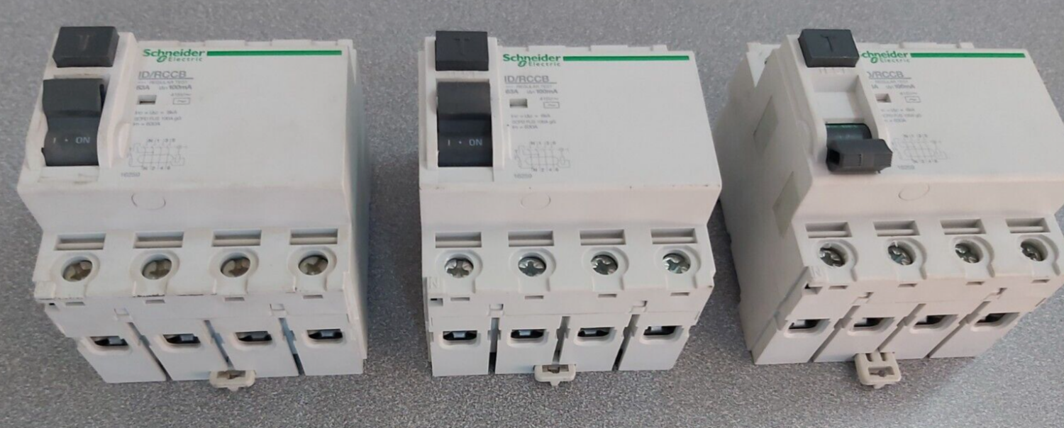 16259 Schneider Electric ID/RCCB 63A 4P 100mA 6kA RCCB Residual Current ...