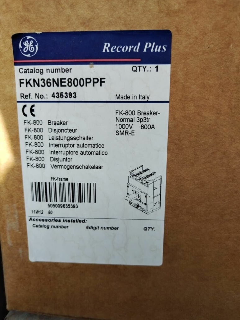 FKN36NE800PPF GE Record Plus Circuit Breaker FK800 800A 1000V 435393 - Panels and Parts Shopping