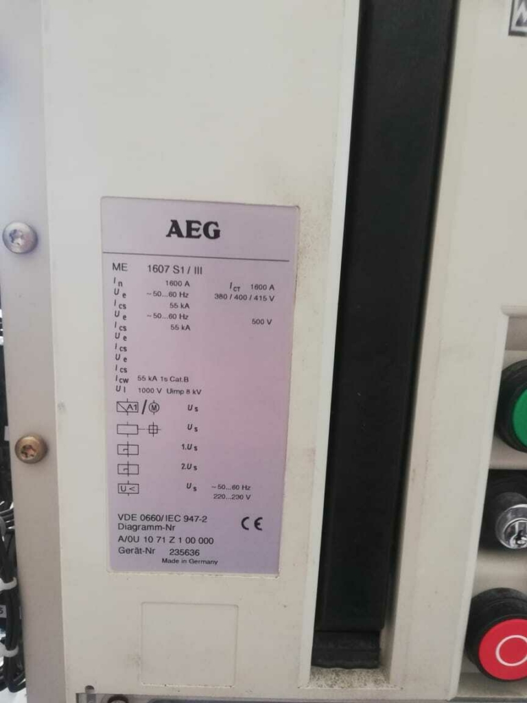 ME 1607 S1/III AEG ME07 Air Circuit Breaker 1600A 3 Pole 55kA - Panels and Parts Shopping